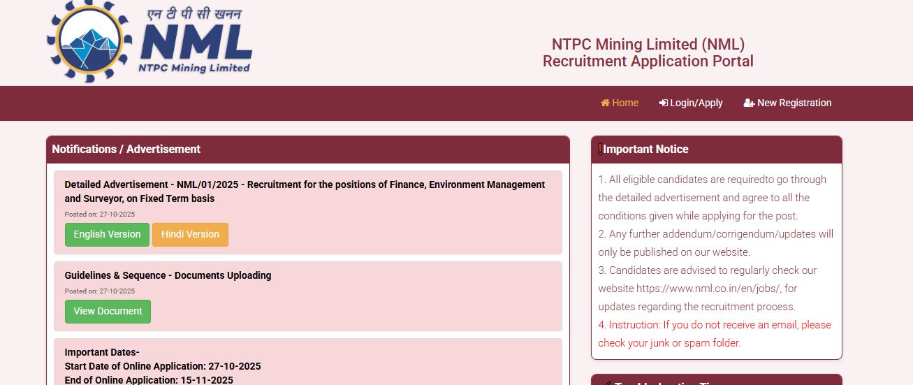 NML NTPC Mining Recruitment 2025: 21 Posts Online Form Last Date ...